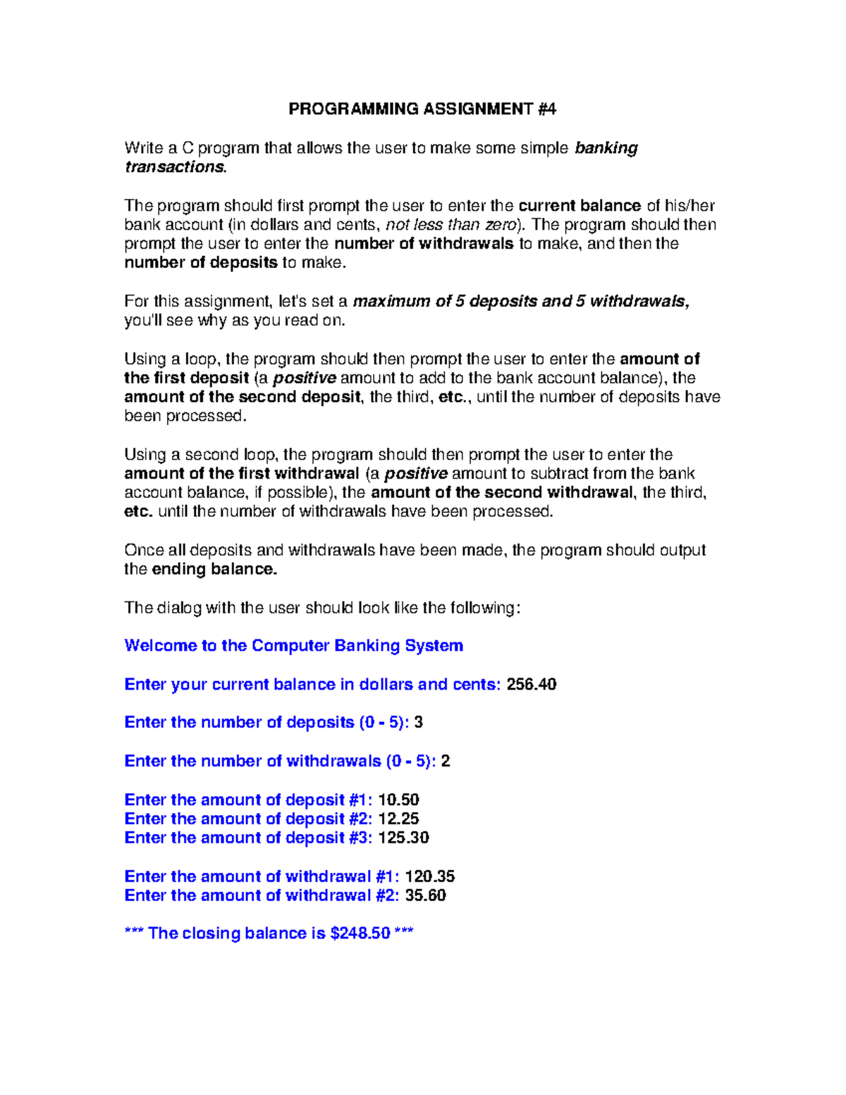 Prog Assgn 4 Homework Assignment 4 Programming Assignment Write A C Program That Allows The 7759