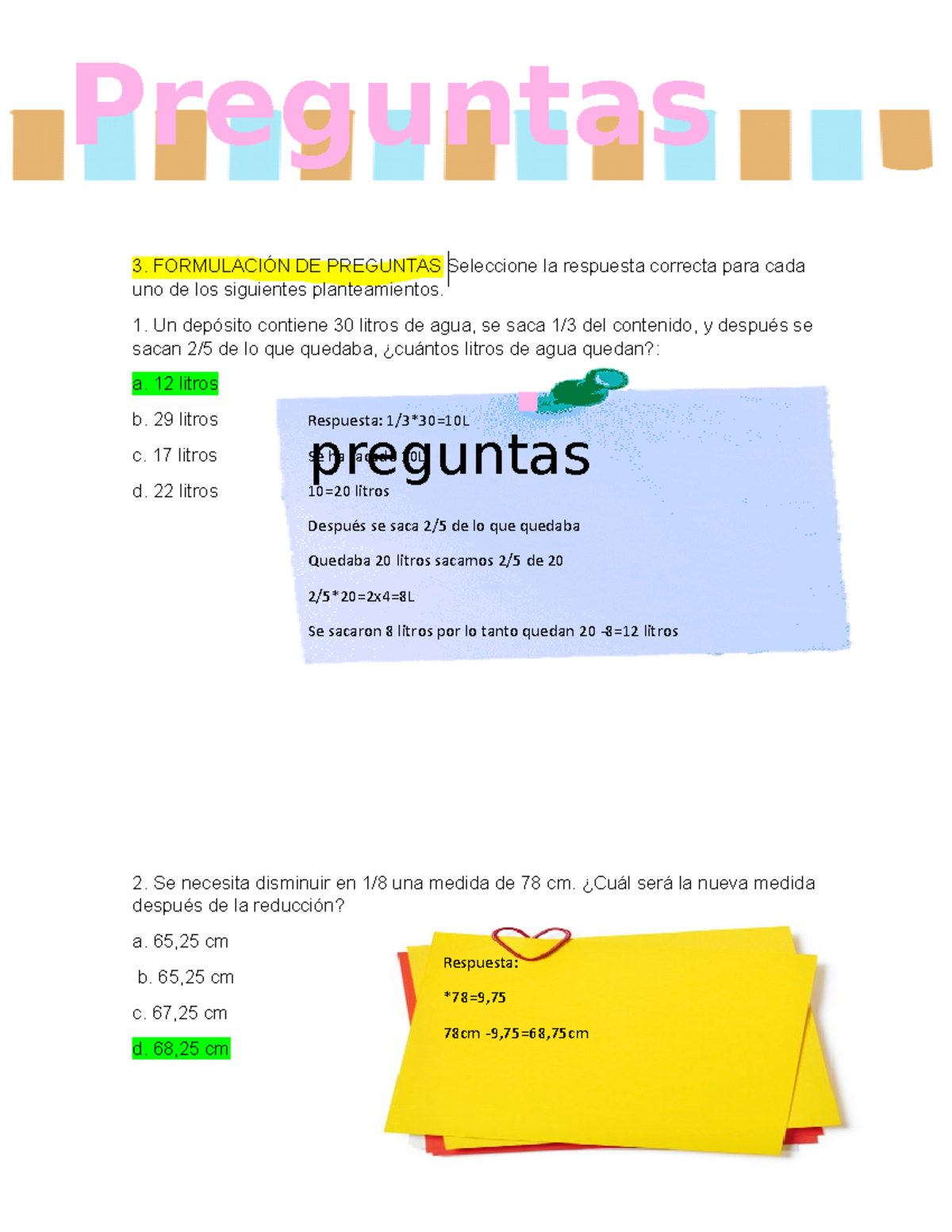 Preguntas - tarea - FORMULACIÓN DE PREGUNTAS Seleccione la respuesta ...