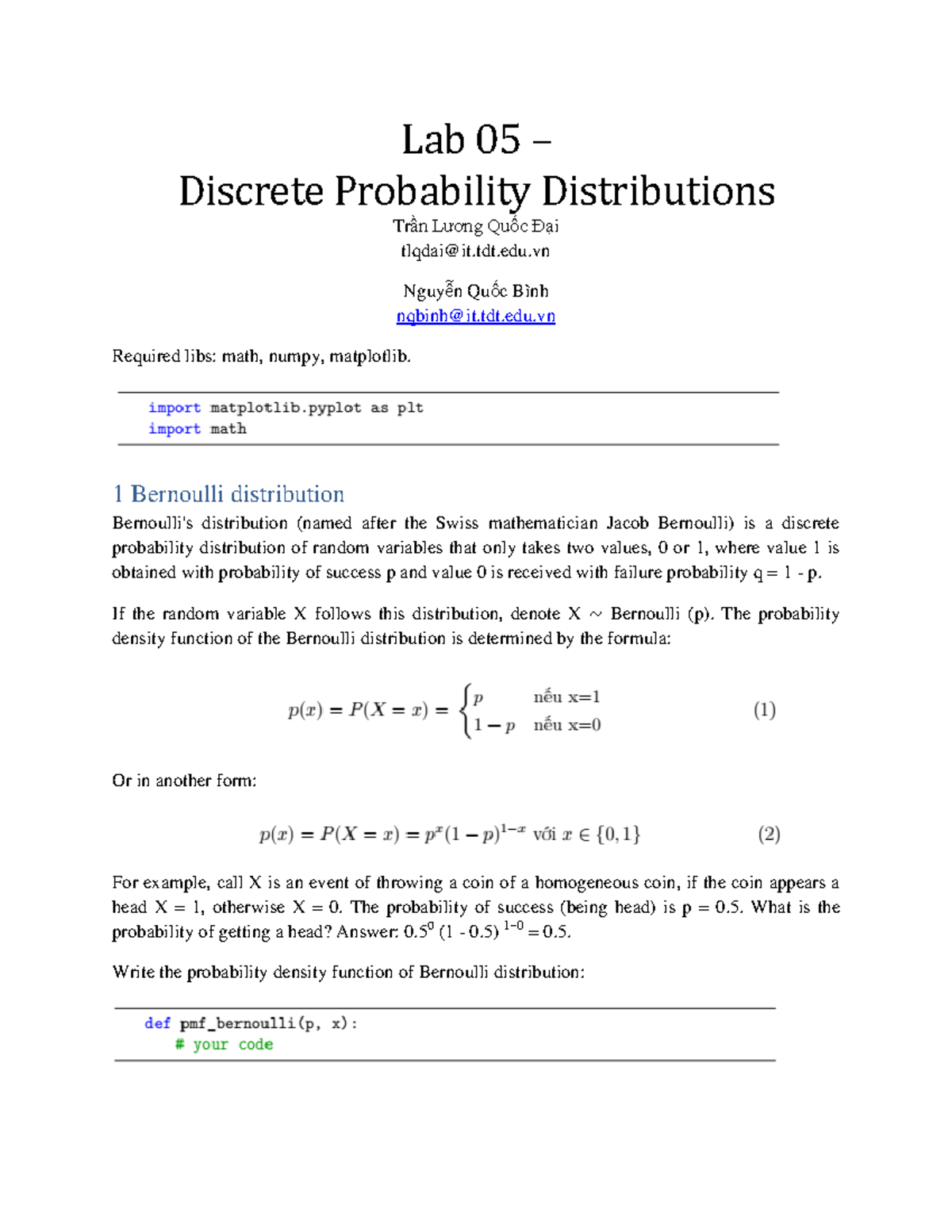 Lab 05-Distribution - xac xuat thong ke - Lab 0 5 – Discrete ...
