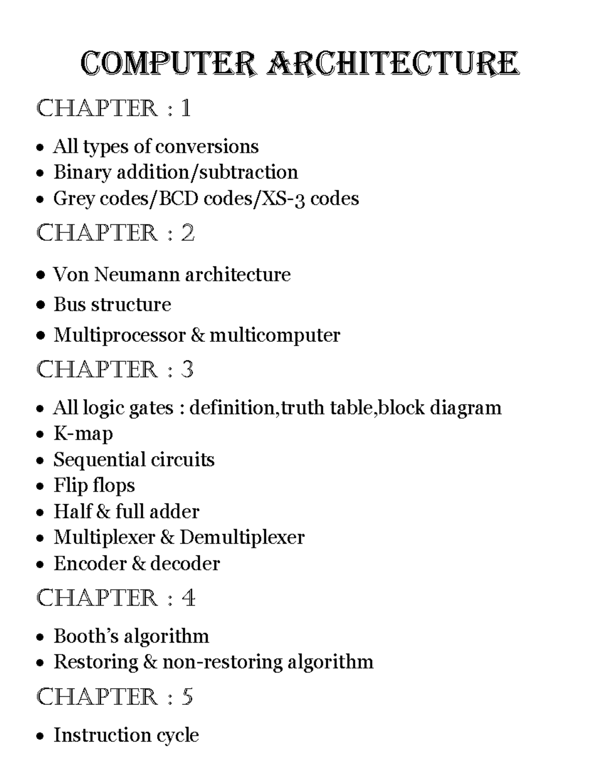 CA Revision Scheme - Important questions - COMPUTER ARCHITECTURE ...
