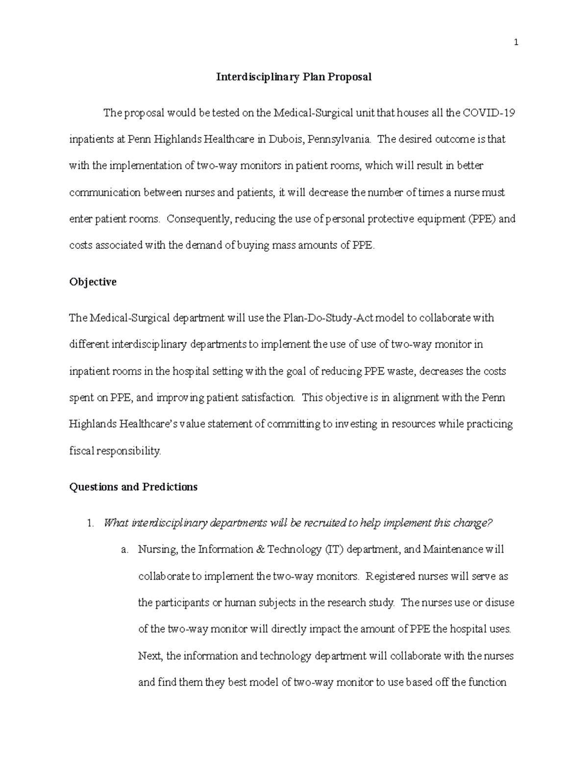 NURS-FPX4010 Strickland Ciara Assessment 3-1 - Interdisciplinary Plan ...