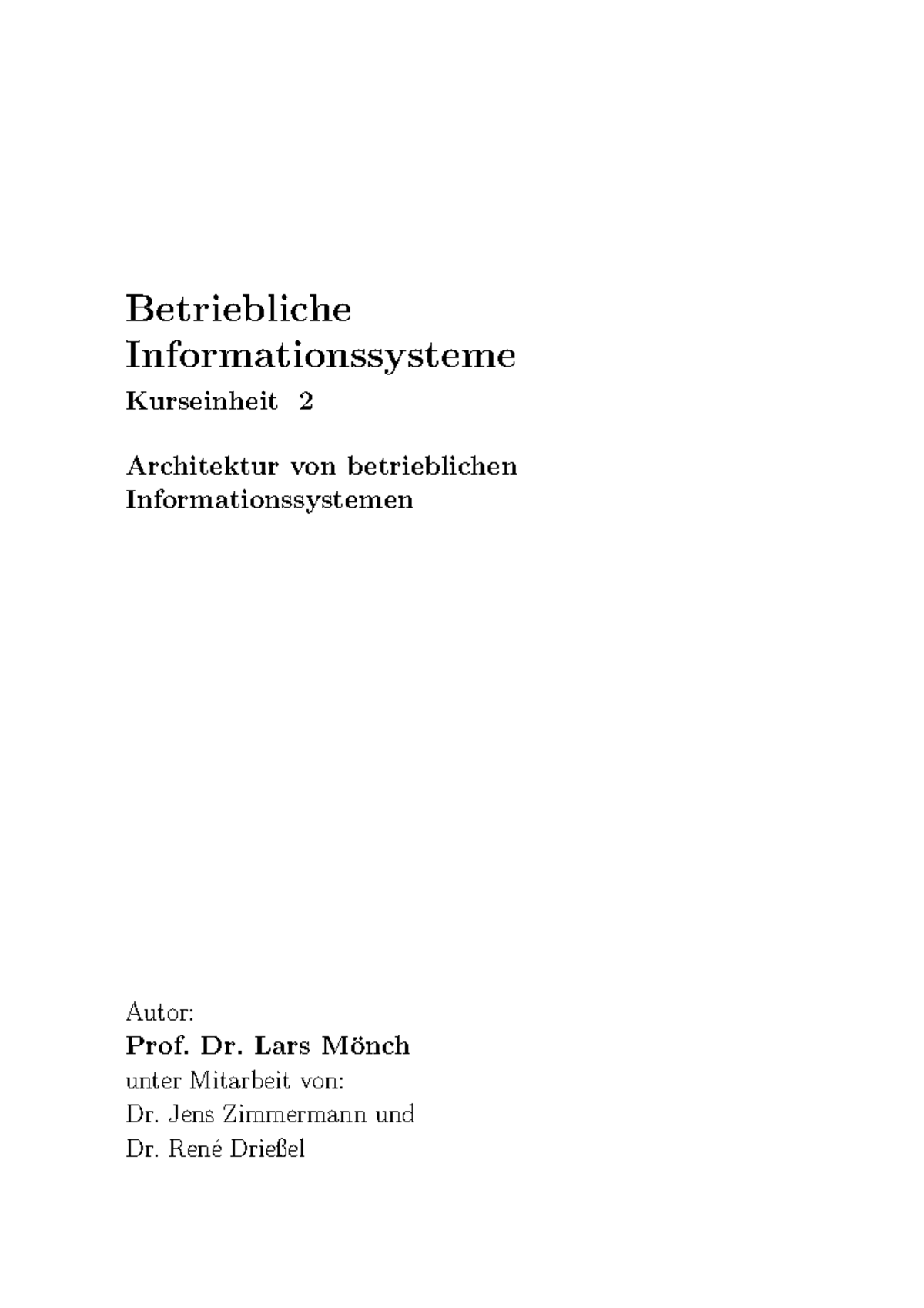 Betriebliche Informationssysteme - Kurseinheit 2 - Betriebliche ...