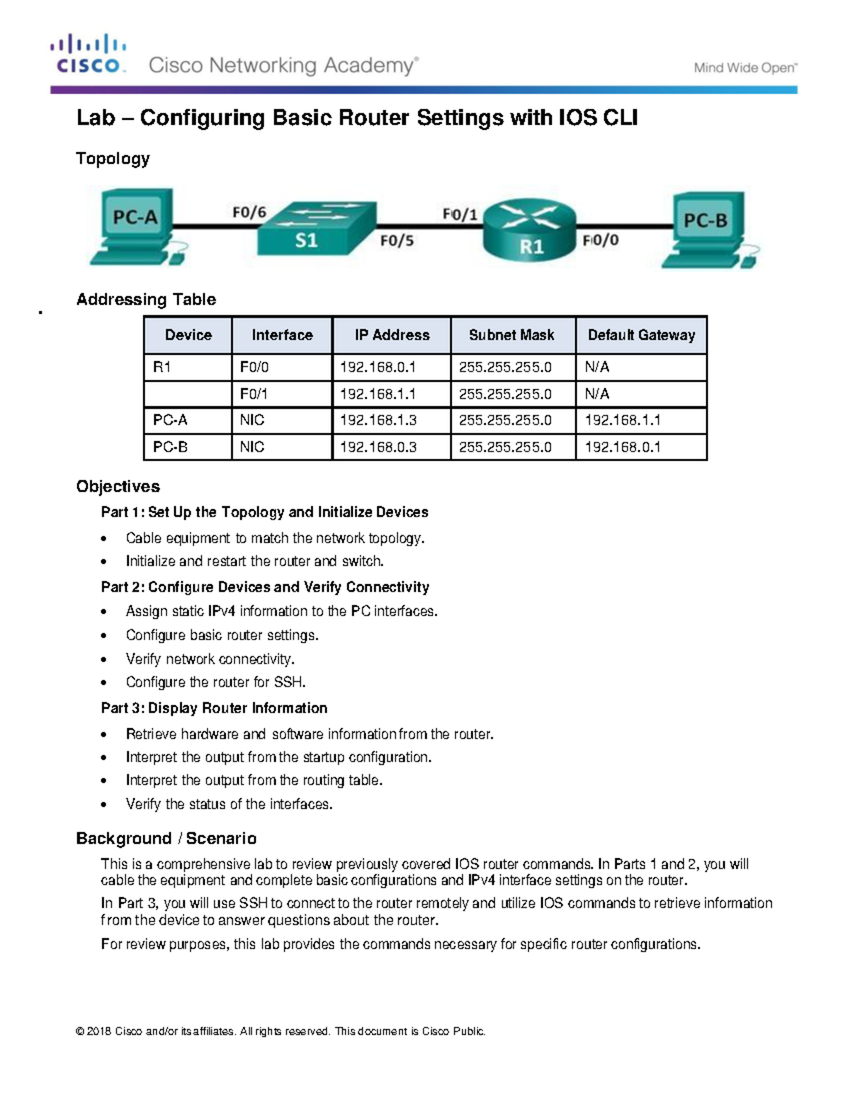 Lab3 Lab Topology Addressing Table E Device Interface Ip Address Subnet Mask Default Gateway