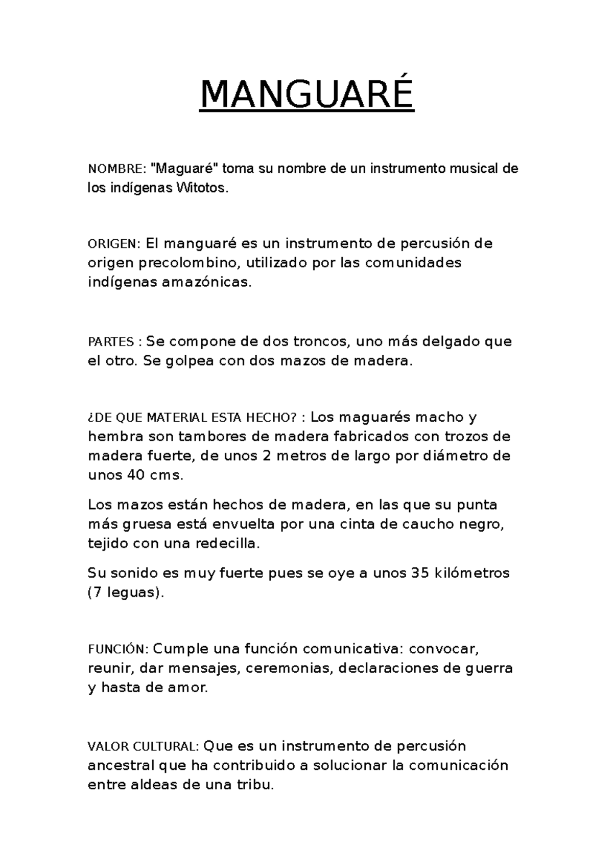 Manguare Expocision - MANGUARÉ NOMBRE: ''Maguaré'' toma su nombre de un ...