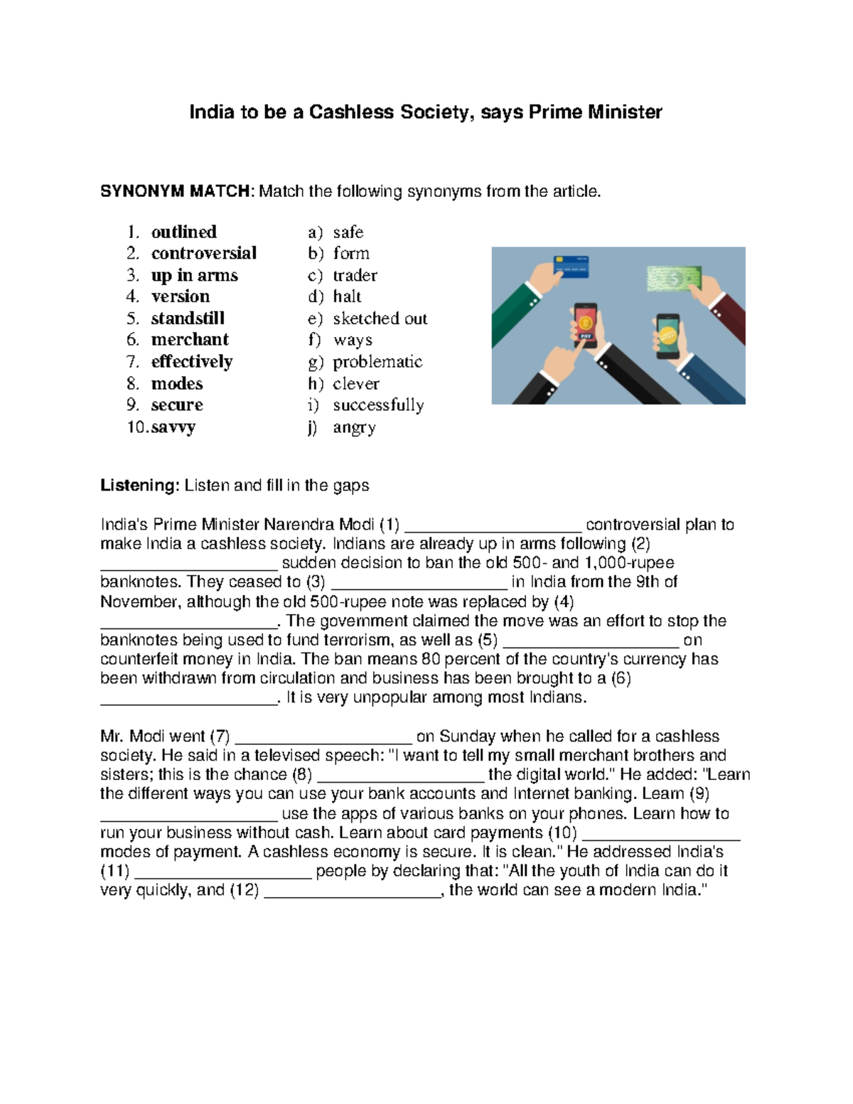 Cashless Society PDF - Practice material example for students to design ...