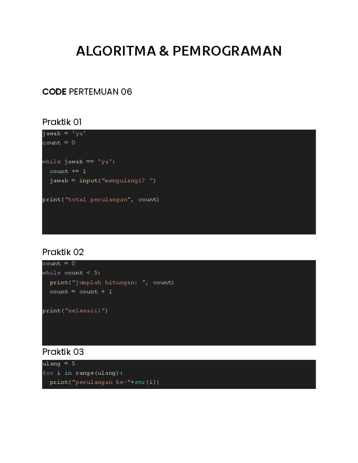 Praktik-ALGO-06 - Tugas Algoritma Pemogramman dan flowcart tentang ...