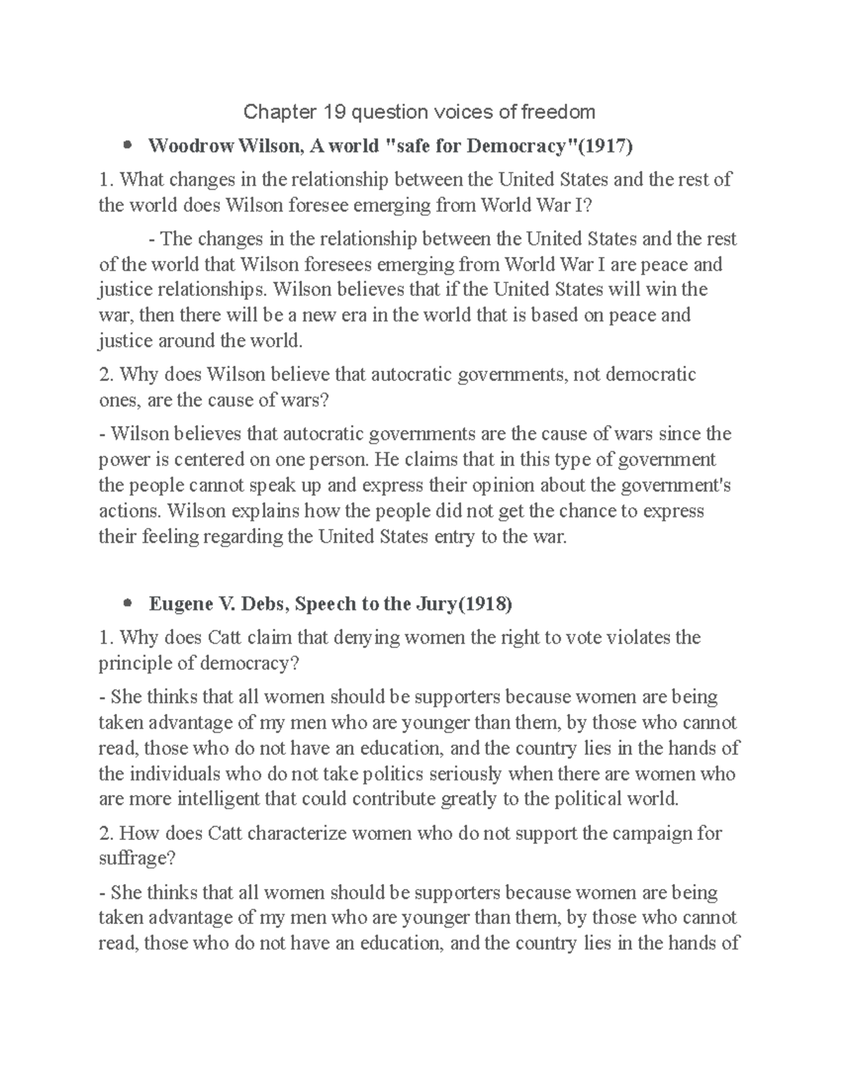 Vof chap 19 - lockwood - Chapter 19 question voices of freedom Woodrow ...