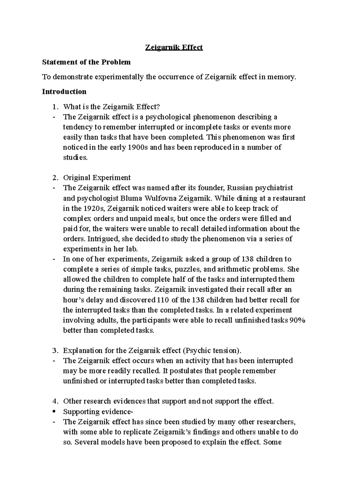 Zeigarnik Effect - Introduction What is the Zeigarnik Effect? The ...