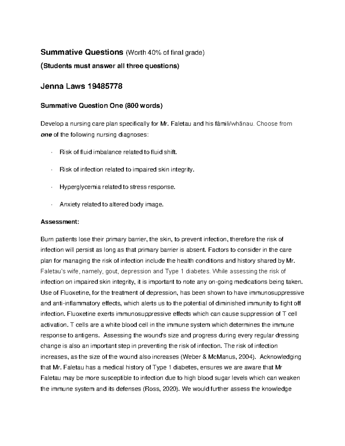 Case Study resubmission (July 12, 2021) - Summative Questions (Worth 40 ...