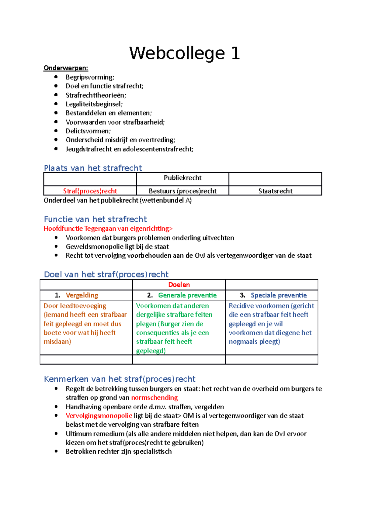 Webcollege 1 - College-aantekeningen 1 t/m 6 - Webcollege 1 Onderwerpen ...