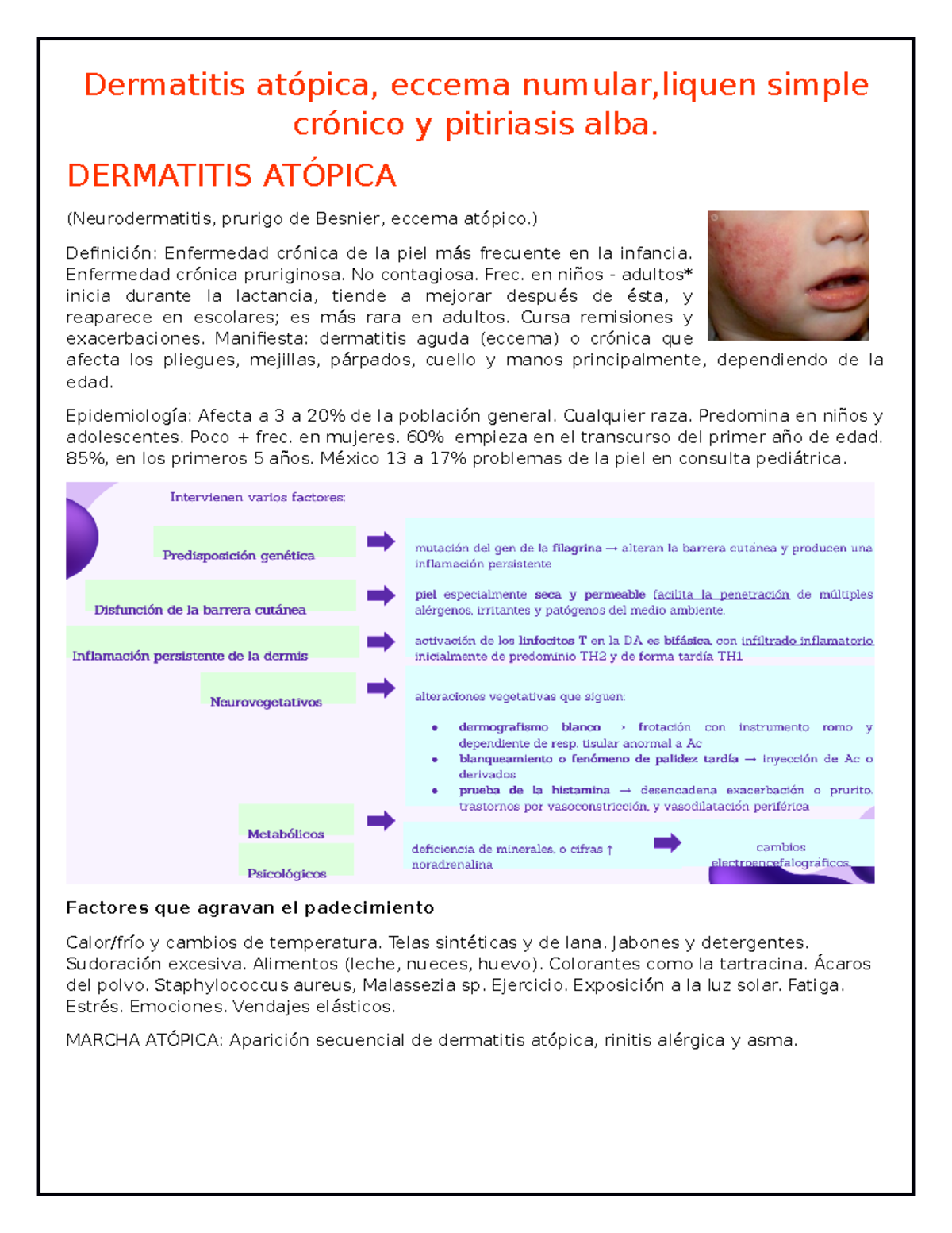 Dermatitis atopica, cuadro clinico, diagnostico y tratamiento ...