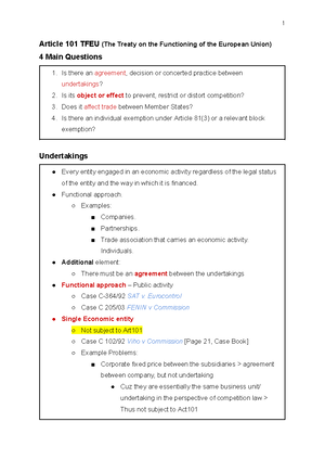 Article 101 TFEU Objects and Effects - Article 101 TFEU: Objects and Effects Infringement by ...