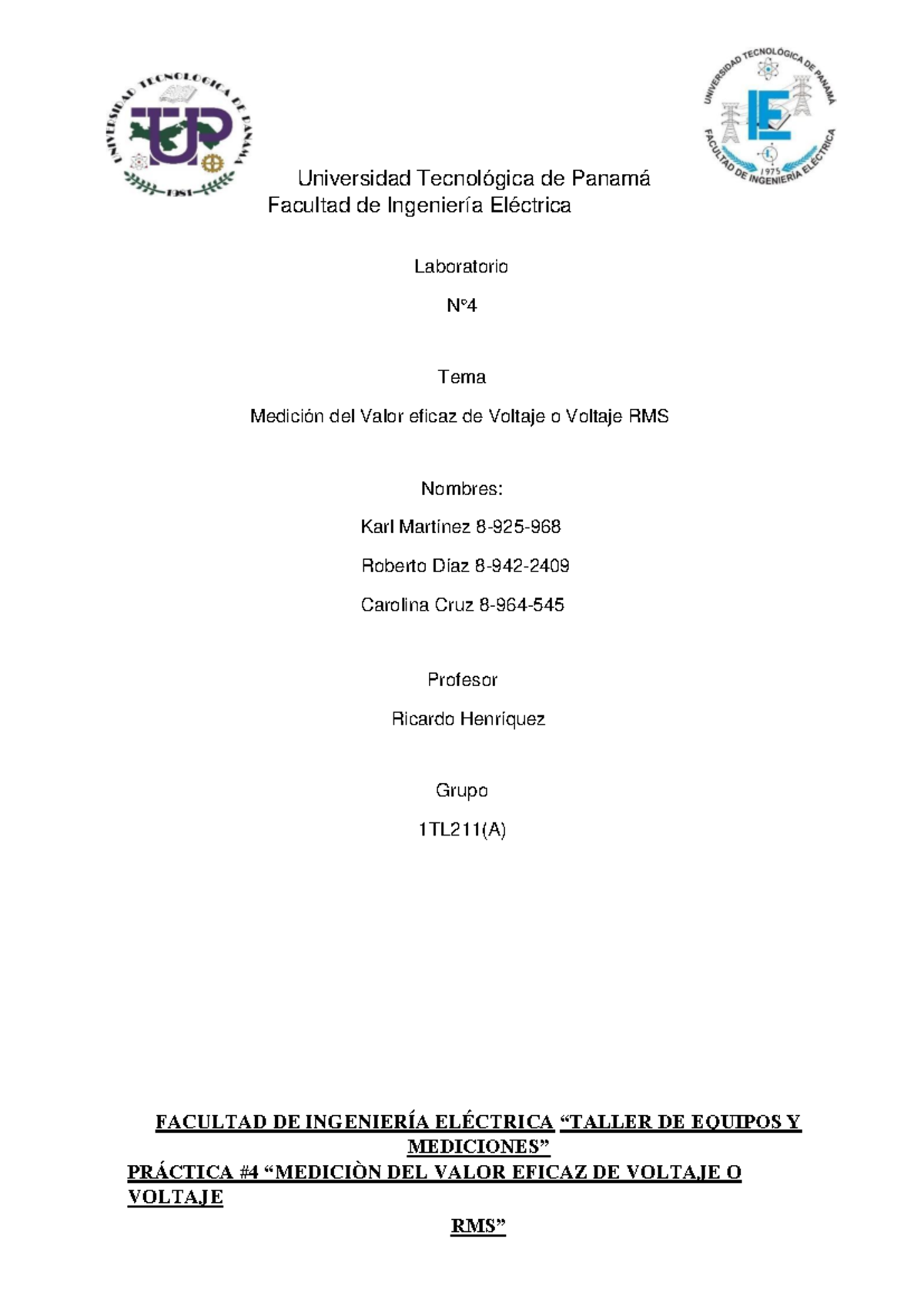 Karl martinez laboratorio 4 ultimo - Universidad Tecnológica de Panamá ...
