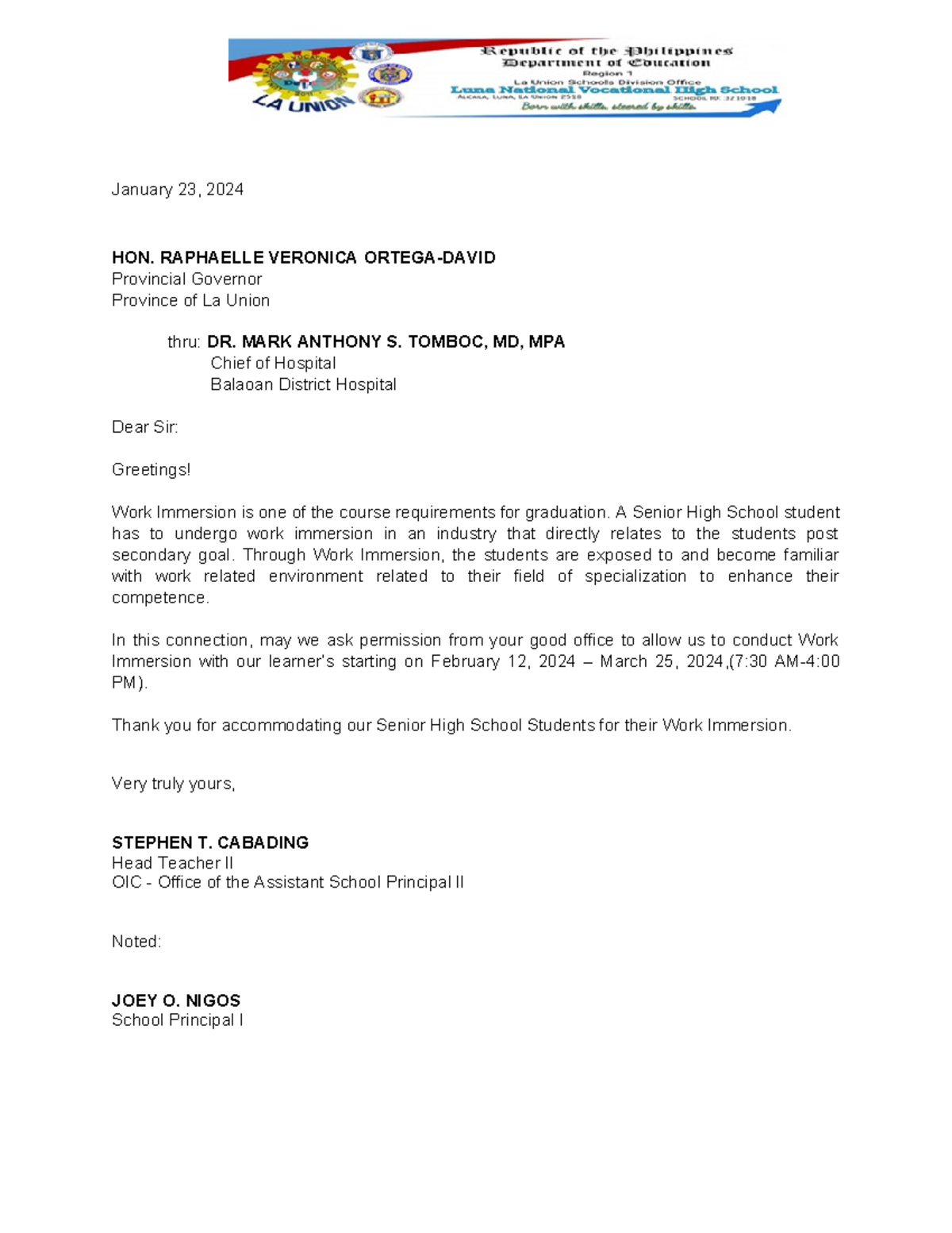 Work-Immersion-Request-Letter-1 - January 23, 2024 HON. RAPHAELLE ...