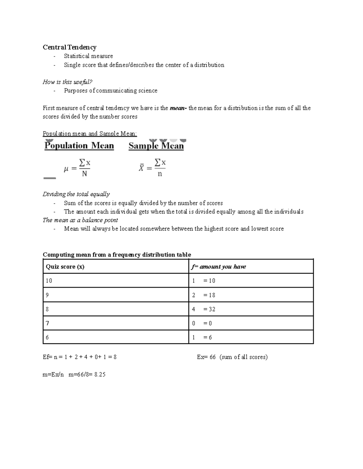 Central Tendency - Central Tendency Statistical measure Single score ...
