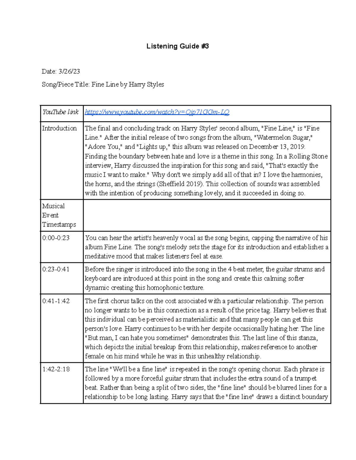 listening assignment - Listening Guide # Date: 3/26/ Song/Piece Title ...