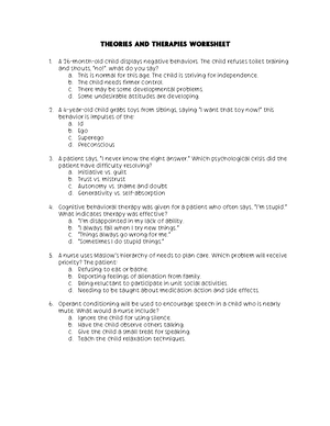 Unit 3 Reading Tool - review - Unit 3 Mental Health Nursing o What are ...