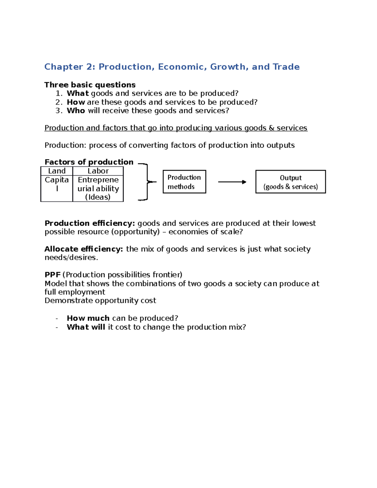ECO 2023 Chapter 2: Production, Economic, Growth, and Trade - Chapter 2 ...