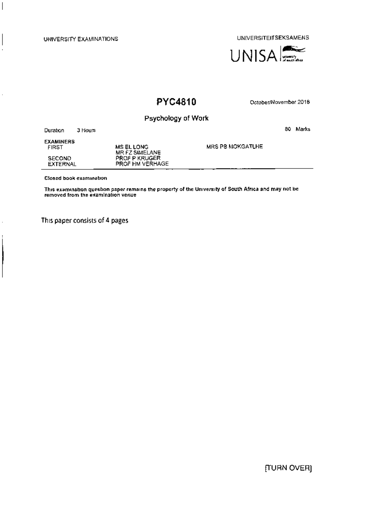 PYC4810 2018 EXAM - PYC4810 - Studocu