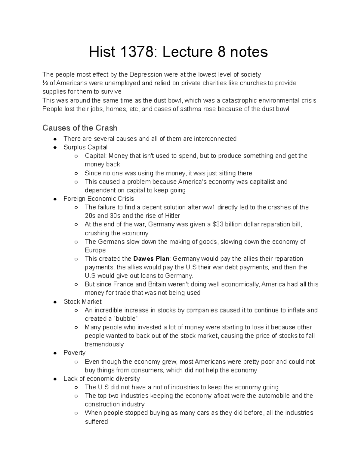 Hist 1378 Lecture 8 notes - Hist 1378: Lecture 8 notes The people most ...