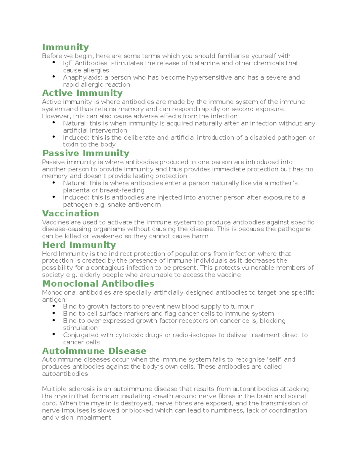 Immunity - notes - Immunity Before we begin, here are some terms which ...