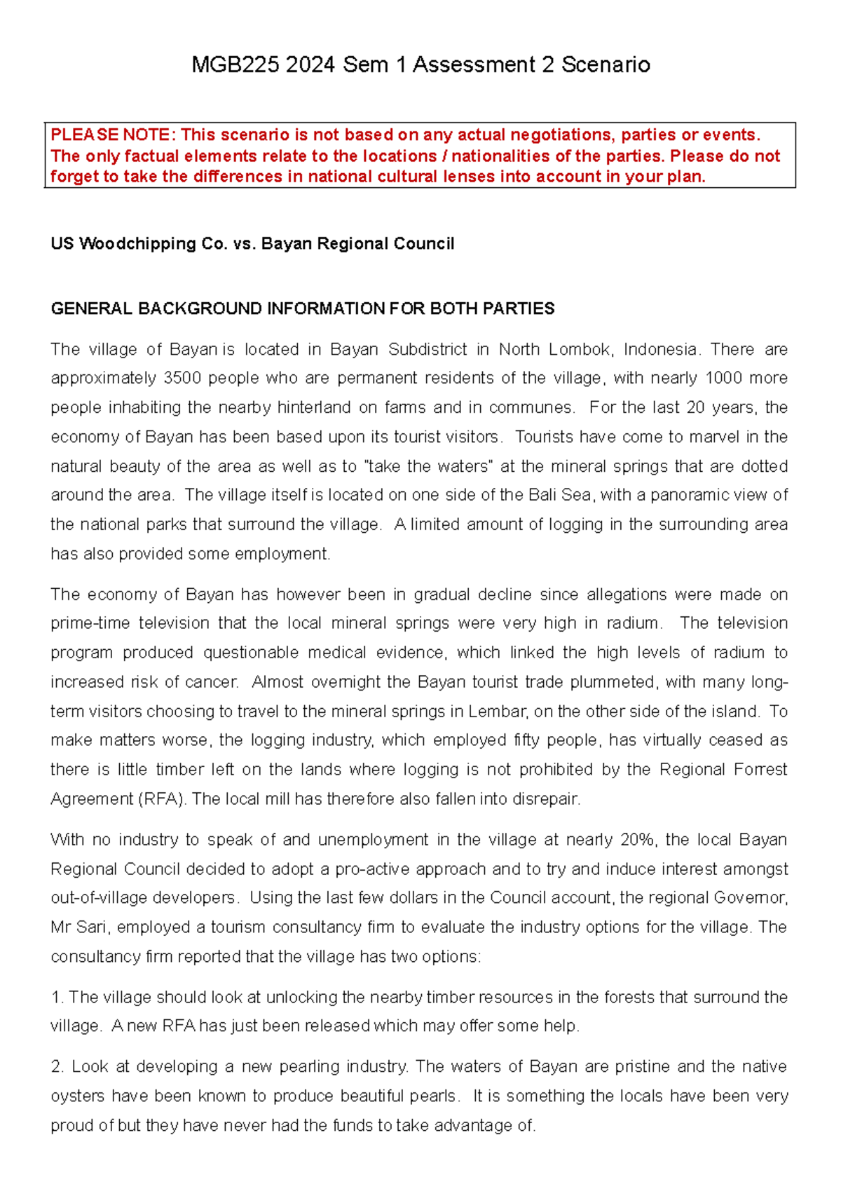 MGB225 2024 Sem 1 Assessment 2 Scenario - MGB225 2024 Sem 1 Assessment ...