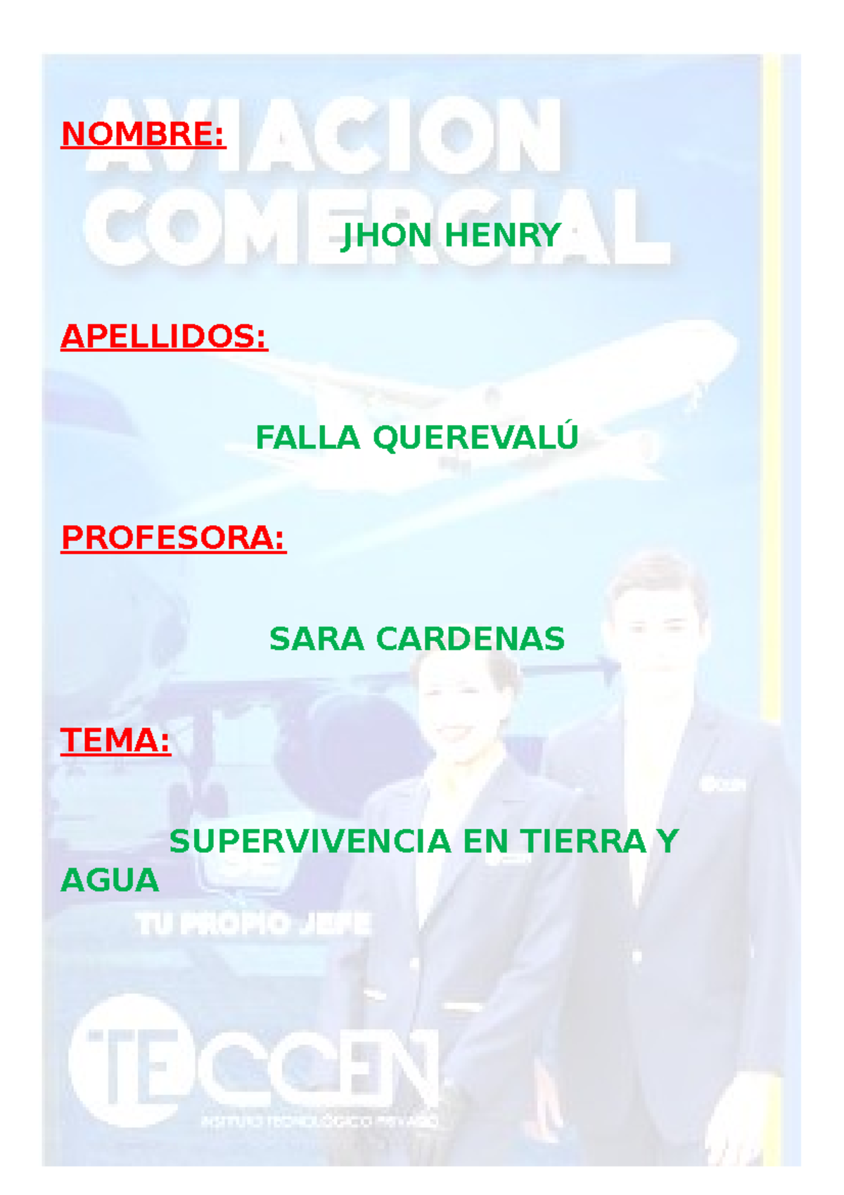 TrabajFHKJG,HKHFMHJ - NOMBRE: JHON HENRY APELLIDOS: FALLA QUEREVALÚ ...