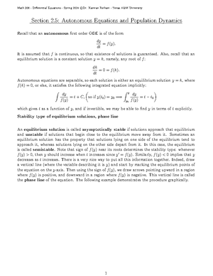 2 - diff eq notes for reihmani class - Section 2: Exact Equations and ...