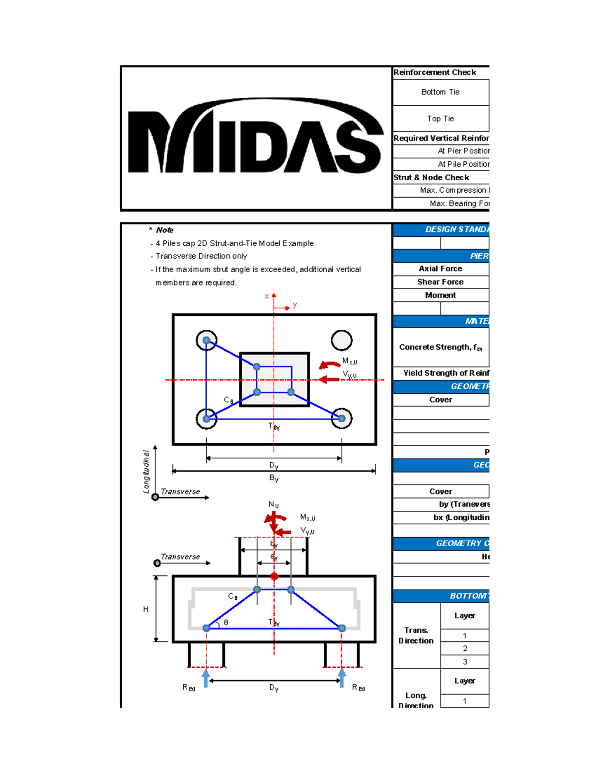 Strut and tie for footing - Note 4 Piles cap 2D Strut-and-Tie Model ...