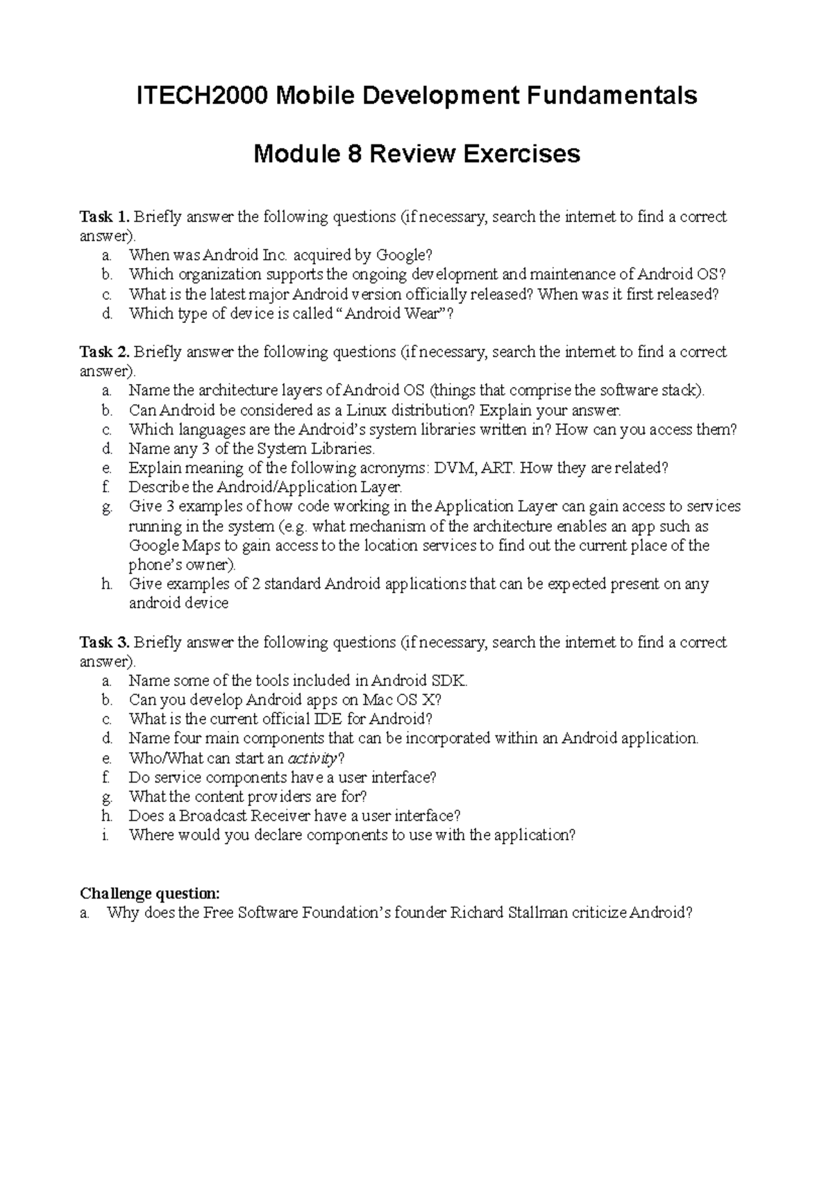 Itech 2000-module 8-questions - ITECH2000 Mobile Development Fundamentals Module 8 Review ...