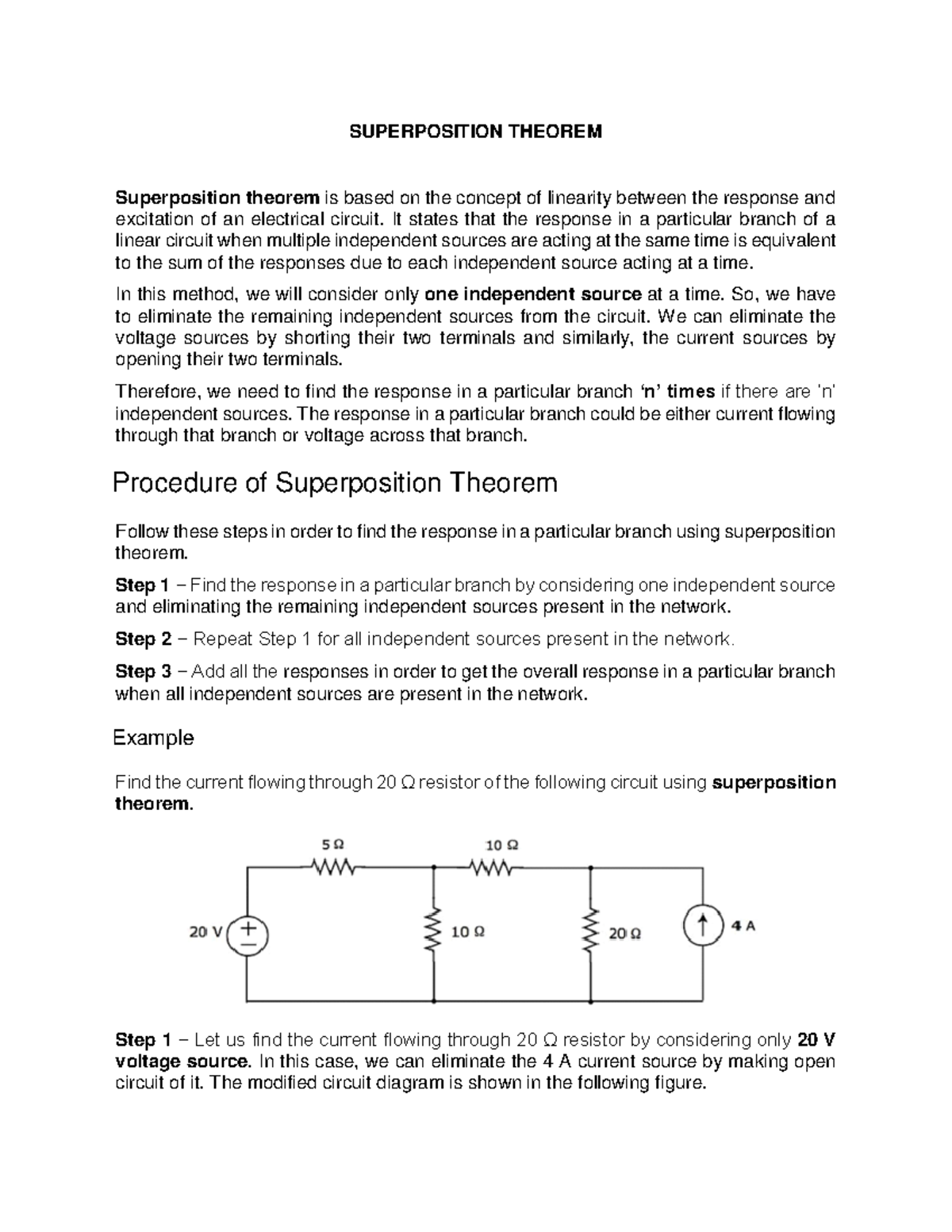 Superposition theorem - SUPERPOSITION THEOREM Superposition theorem is ...