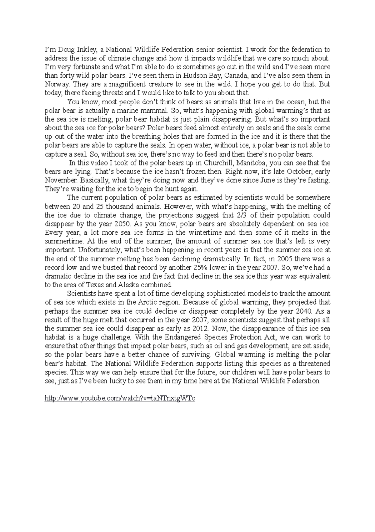 Polarbears - N/A - I’m Doug Inkley, a National Wildlife Federation ...