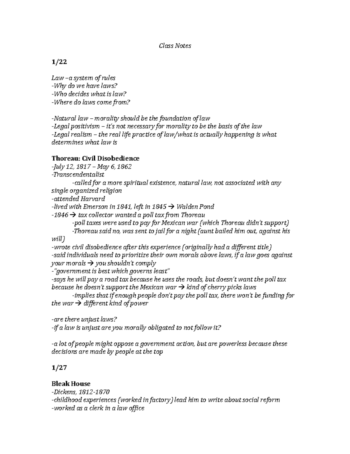 Lit and Law Class Notes - Class Notes Law system of rules do we have ...