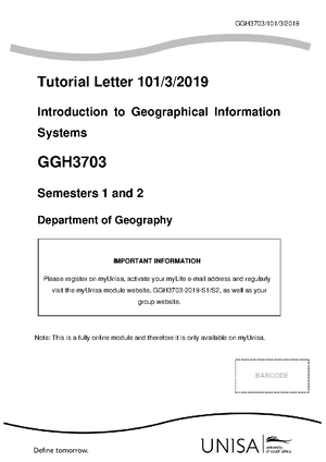 Memo1 - Data - GGH3703 - Studocu