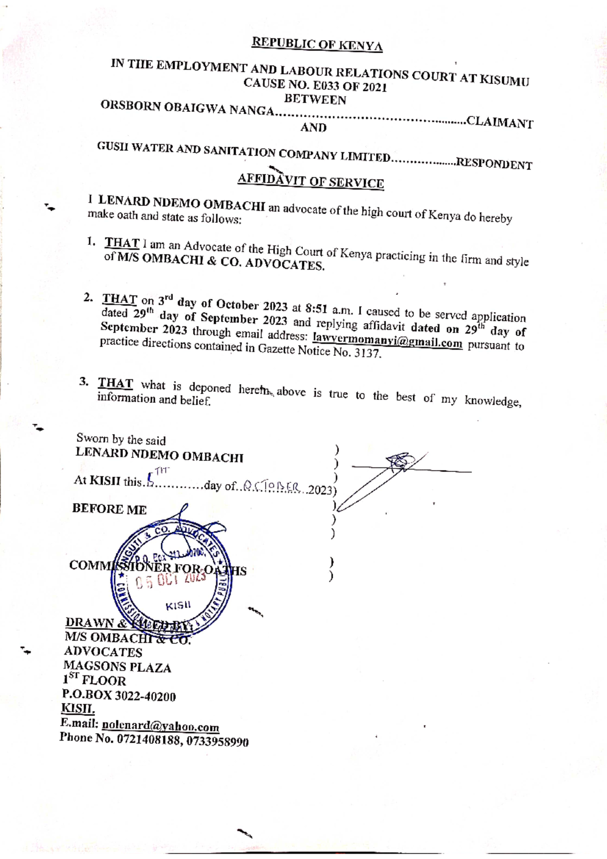 AFF OF Service - Law - Studocu