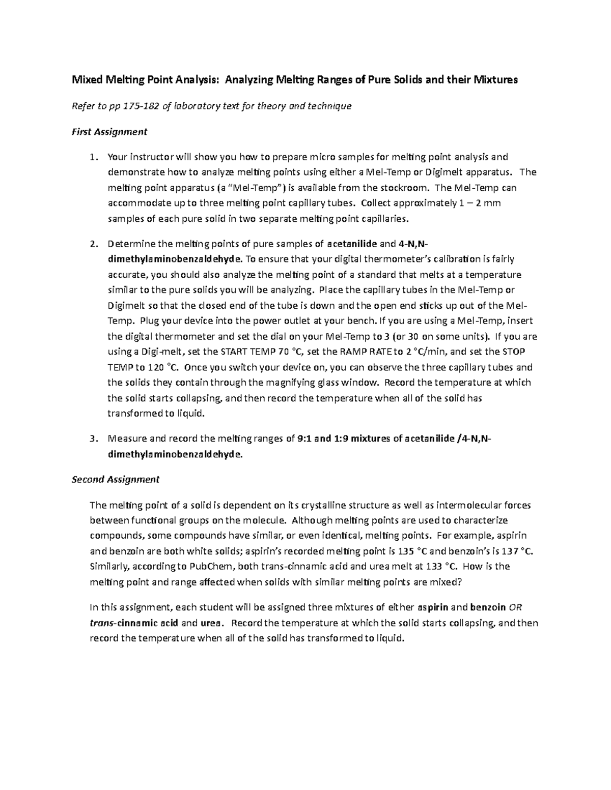 Mixed Melting Point Analysis (rev2020) - Mixed Melting Point Analysis ...