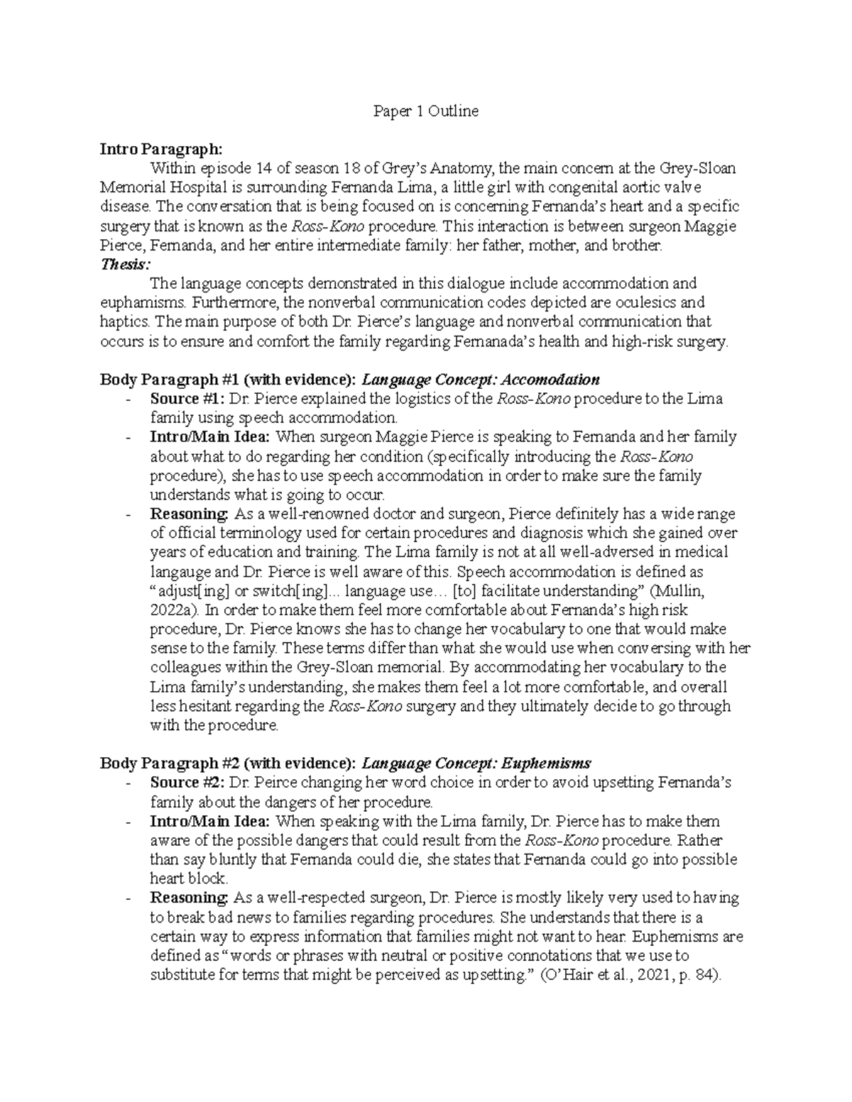 COMM1 Paper 1 Outline - Paper 1 Outline Intro Paragraph: Within episode ...