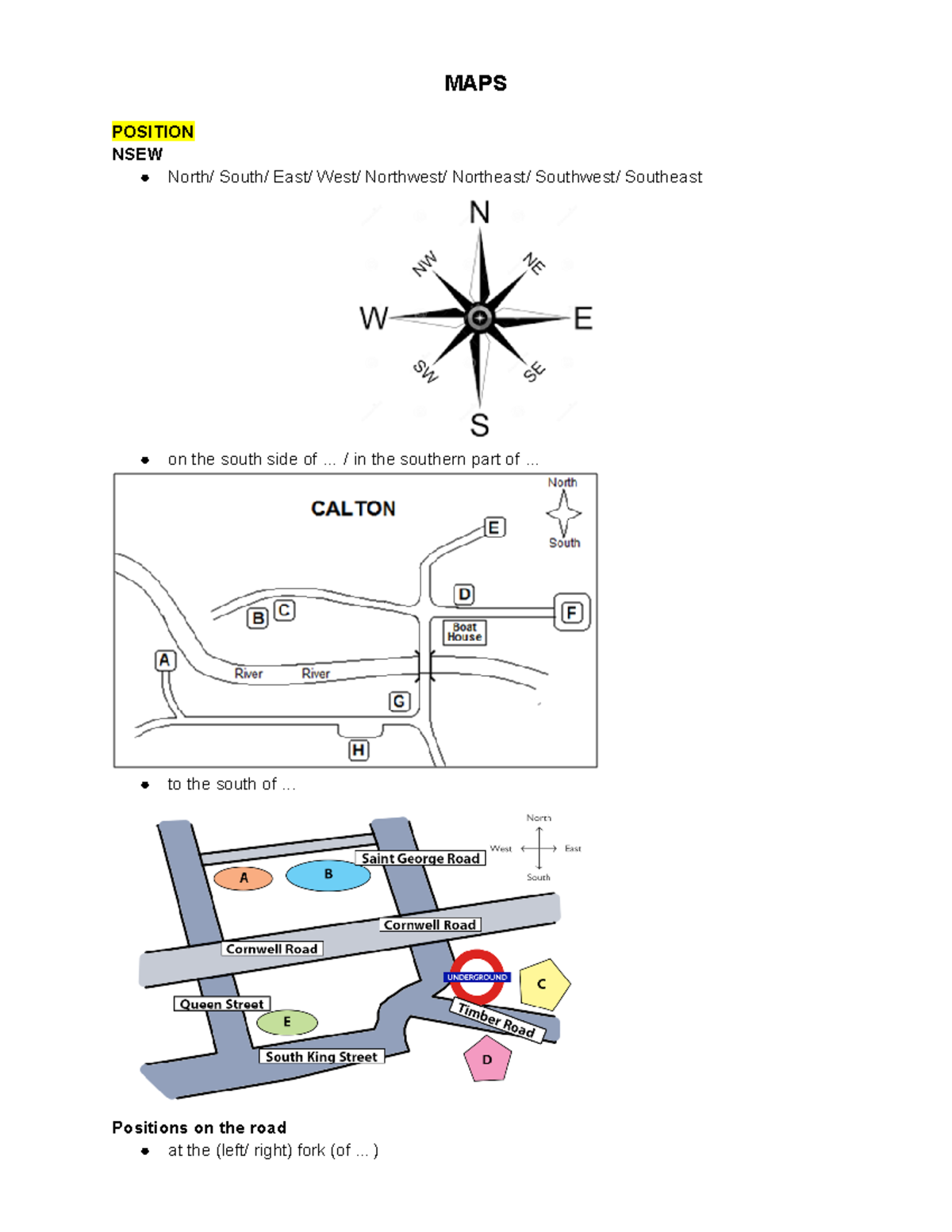Language points for Maps Floor plan (with illustration) - MAPS POSITION ...