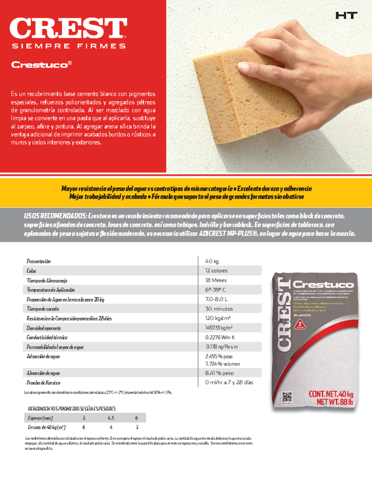 HT- Crestuco-25 - Es un recubrimiento base cemento blanco con pigmentos ...