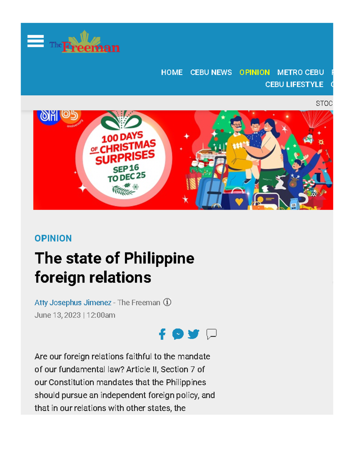 The state of Philippine foreign relations The Freeman - OPINION The ...