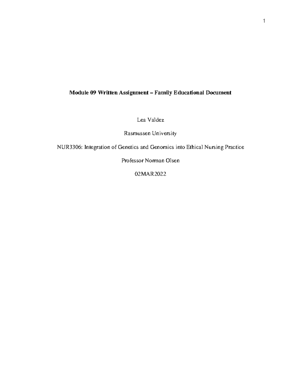 Module 09 Written Assignment – Family Educational Document 03 - 1 ...