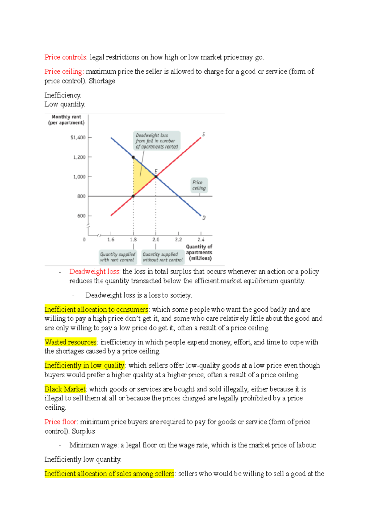 Econ-Ch 5 - dsfsdf - Price controls: legal restrictions on how high or ...