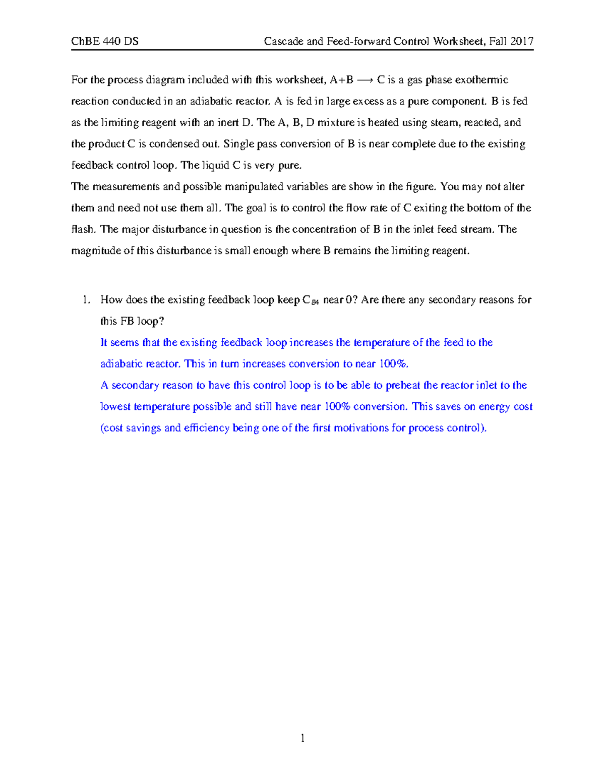 Cascade Feed Forward Worksheet Fall2019 - For the process diagram ...