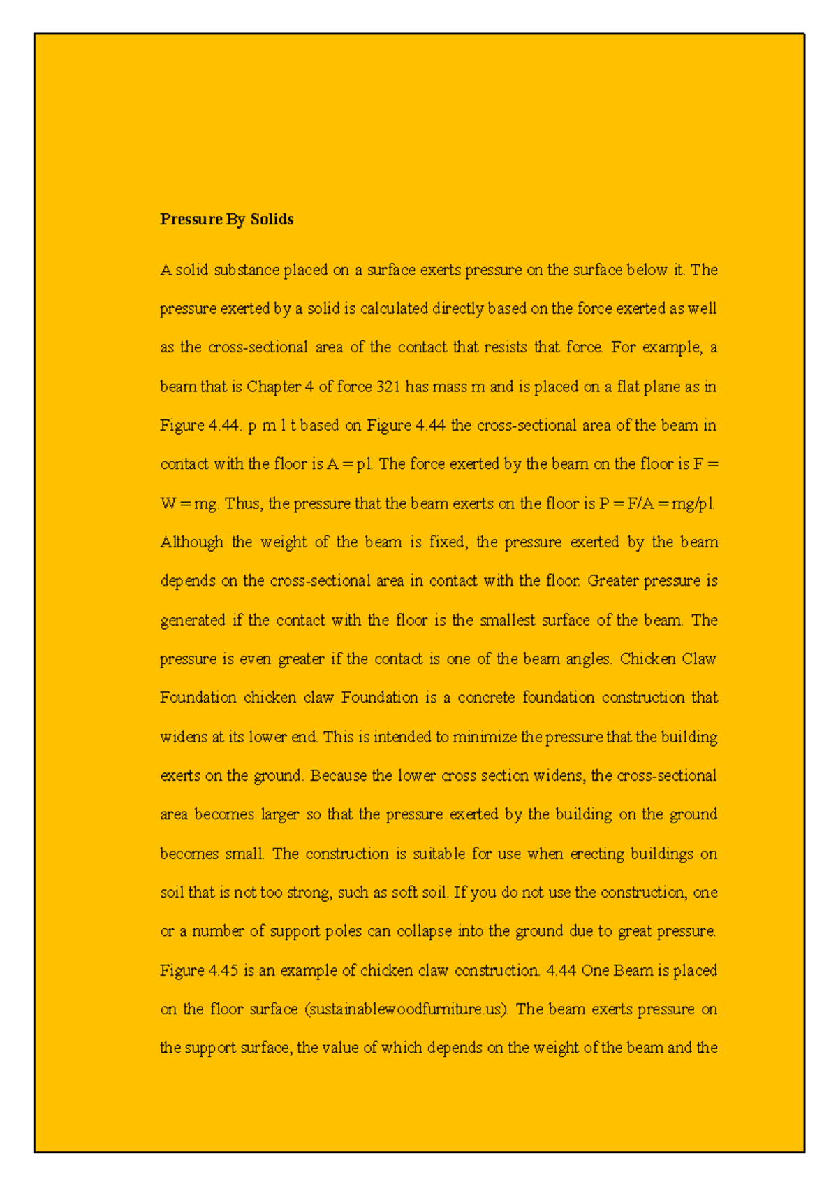 Study Document - Pressure By Solids - Pressure By Solids A solid ...