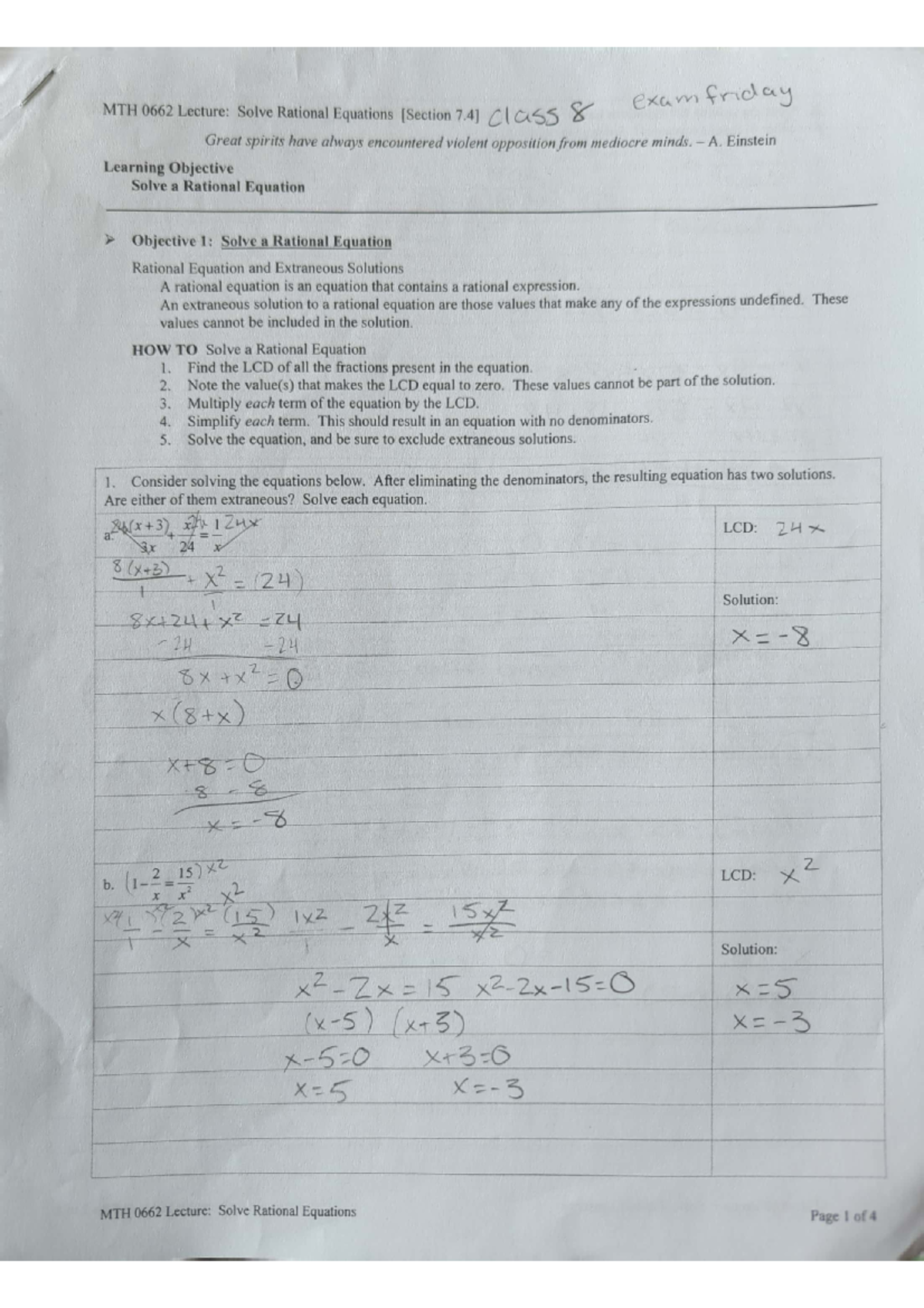 Solve rational equations - MTH 012 - Studocu