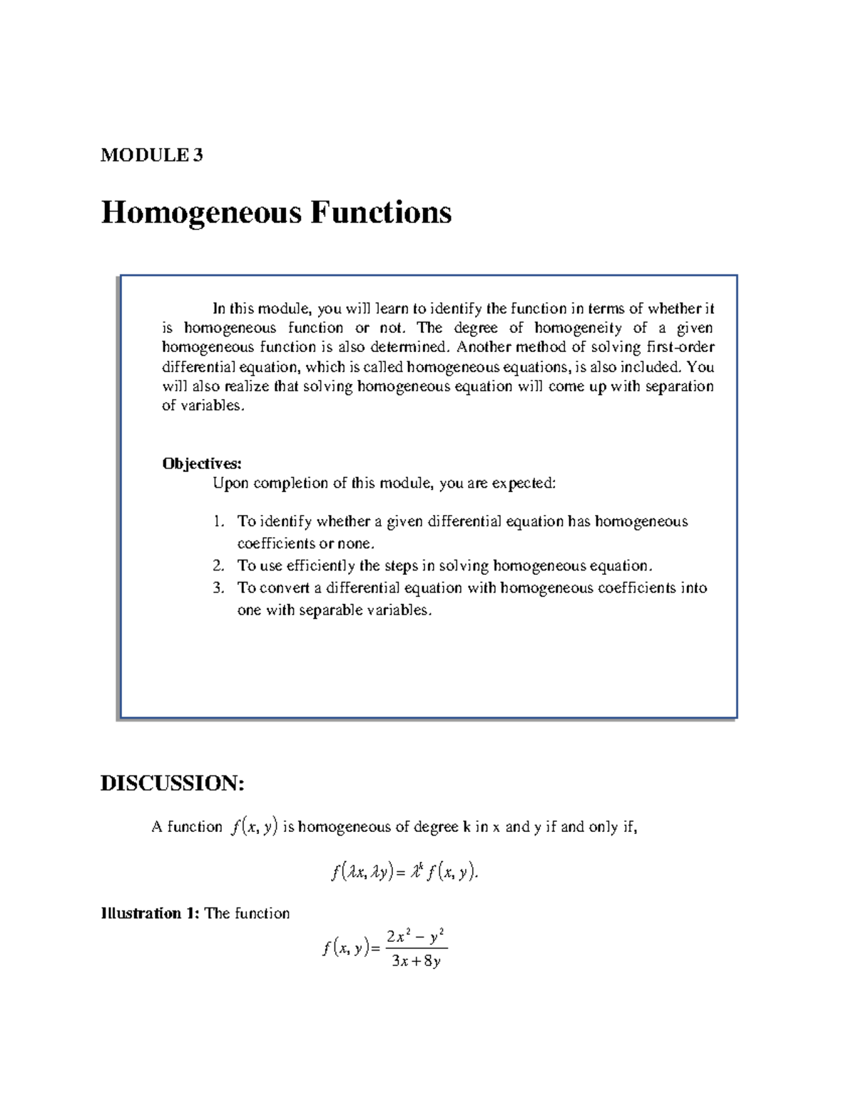 Homogeneous Functions - Department of Mathematics and Physics 1 st Sem ...