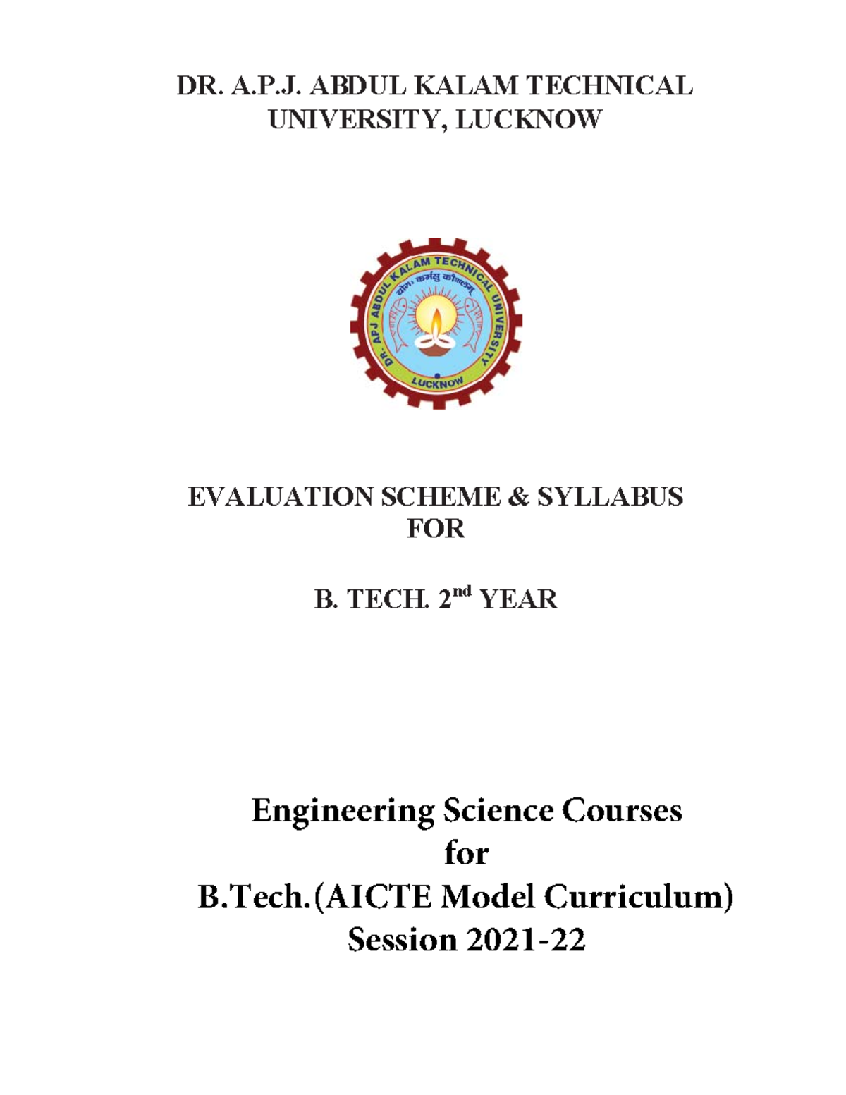 Engg Science Course B.Tech 2nd Year 2021-22 - DR. A.P. A UNI EVALUAT B ...