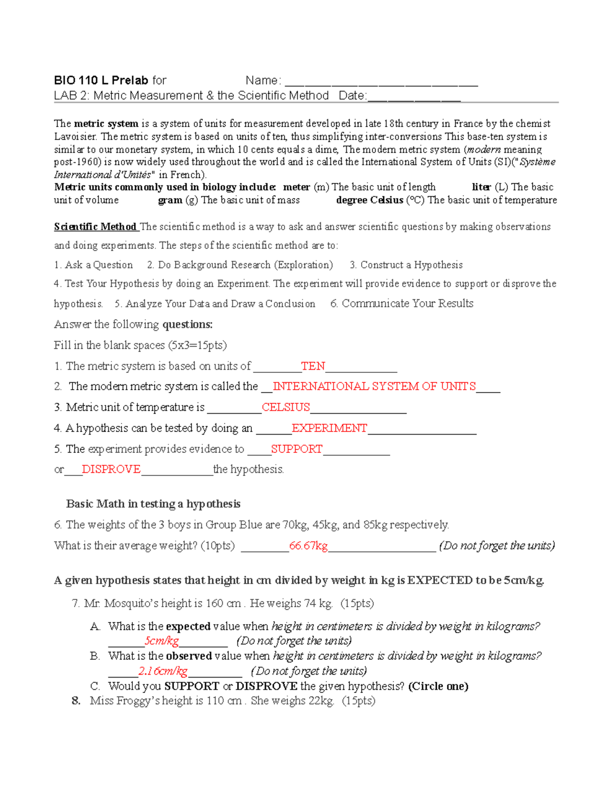 BIO 110 L Prelab 2 assignment - BIO 110 L Prelab for Name ...