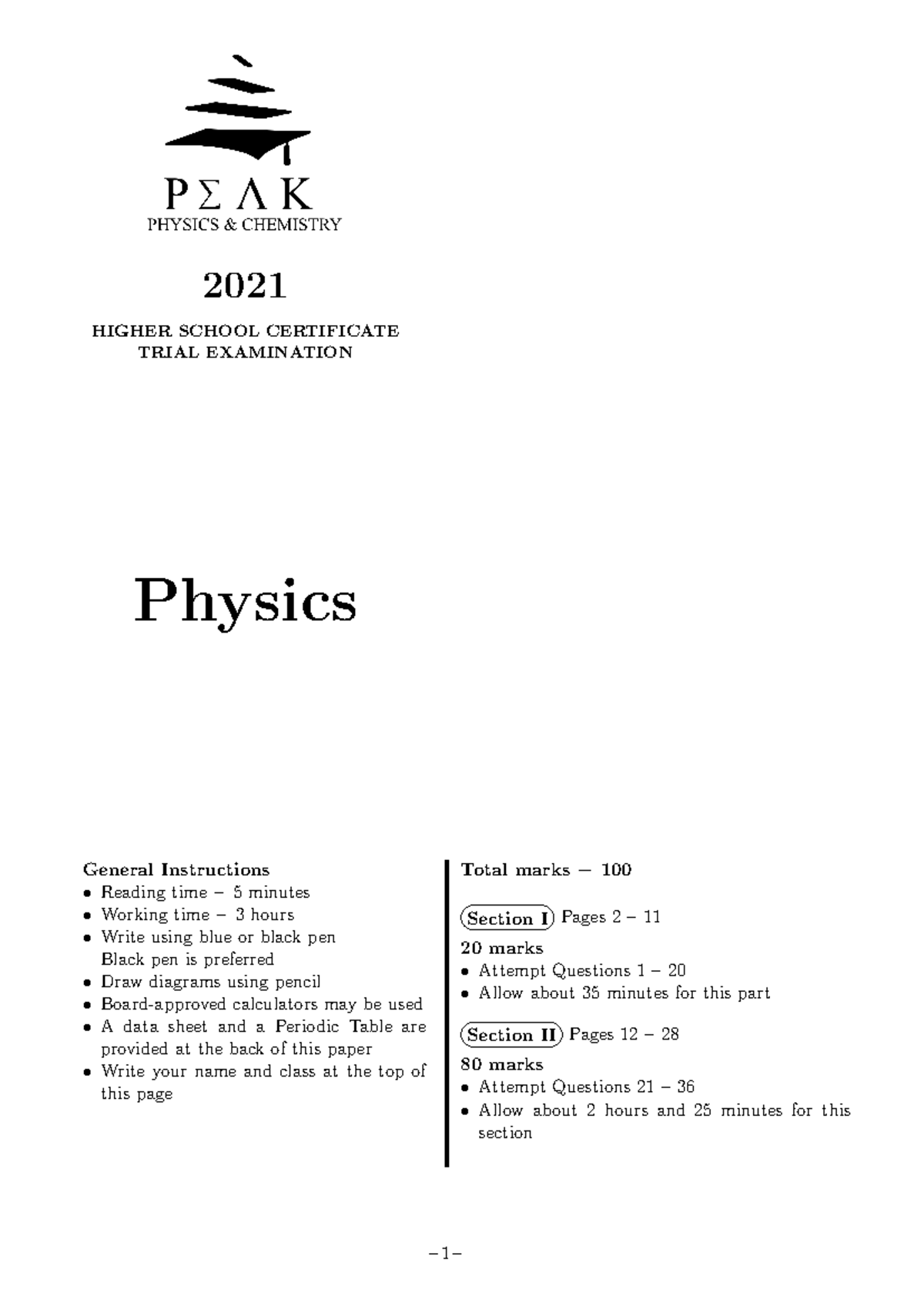 Copy of 2021-Trial-Exam-Physics-Solutions - 2021 HIGHER SCHOOL ...