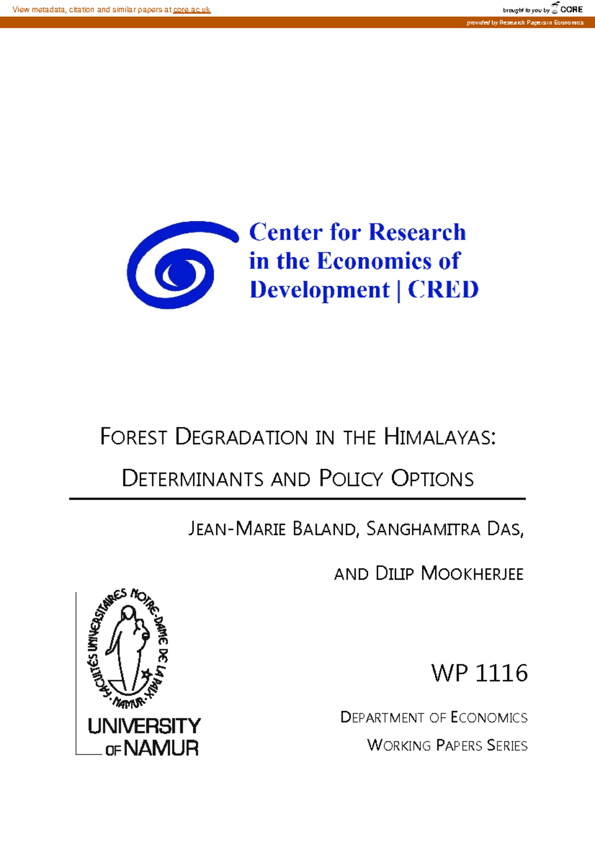 6496750 - Economier - FOREST DEGRADATION IN THE HIMALAYAS: DETERMINANTS ...